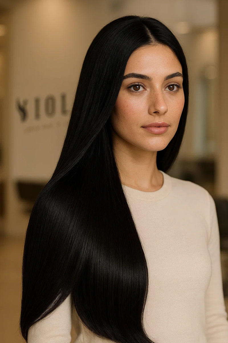 Luxe Tape In #1B Black Treacle – Viola Hair Extensions